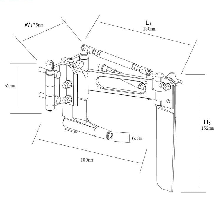 Aluminum 6.35 Left Rudder Assembly – RC boats Part | Noah's RC Ark